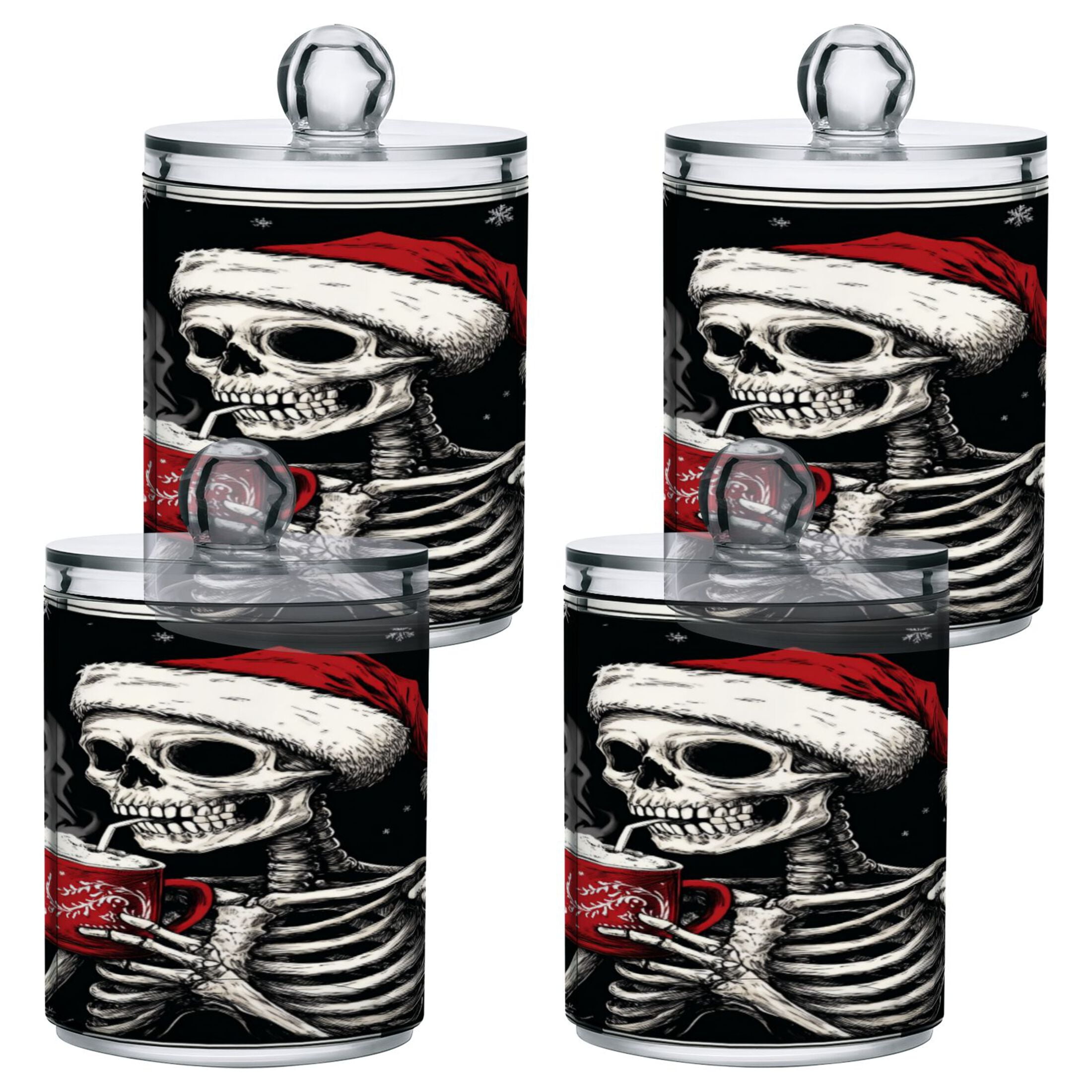 4 Pack Bathroom Canisters Transparent Storage Jar for Cotton Ball, Swab ...