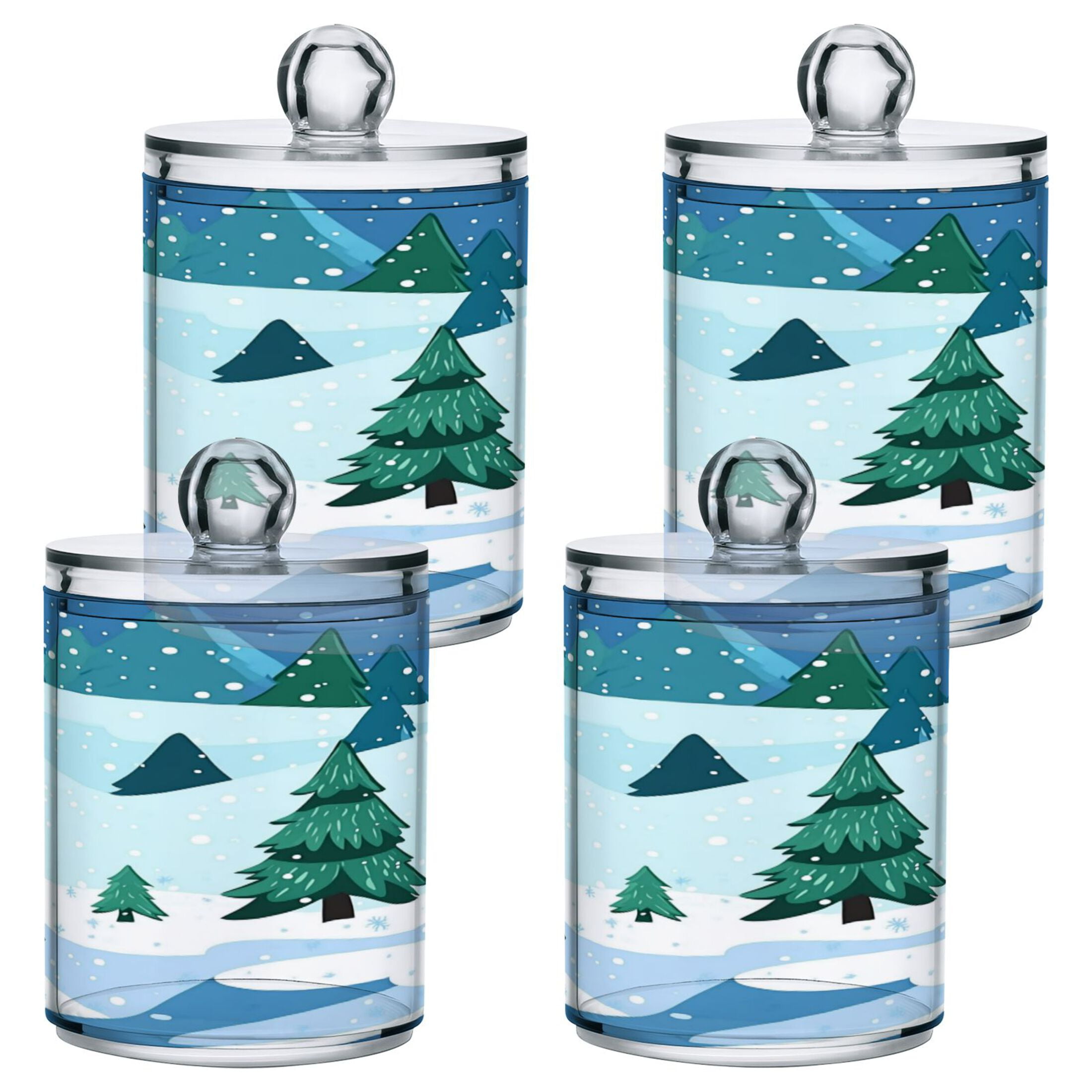 4 Pack Bathroom Canisters Transparent Storage Jar for Cotton Ball, Swab ...