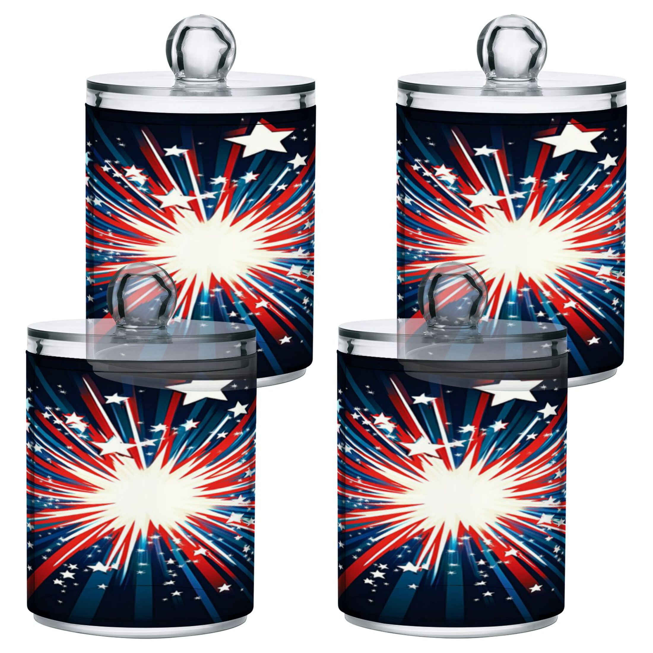 4 Pack Bathroom Canisters Transparent Storage Jar for Cotton Ball, Swab ...