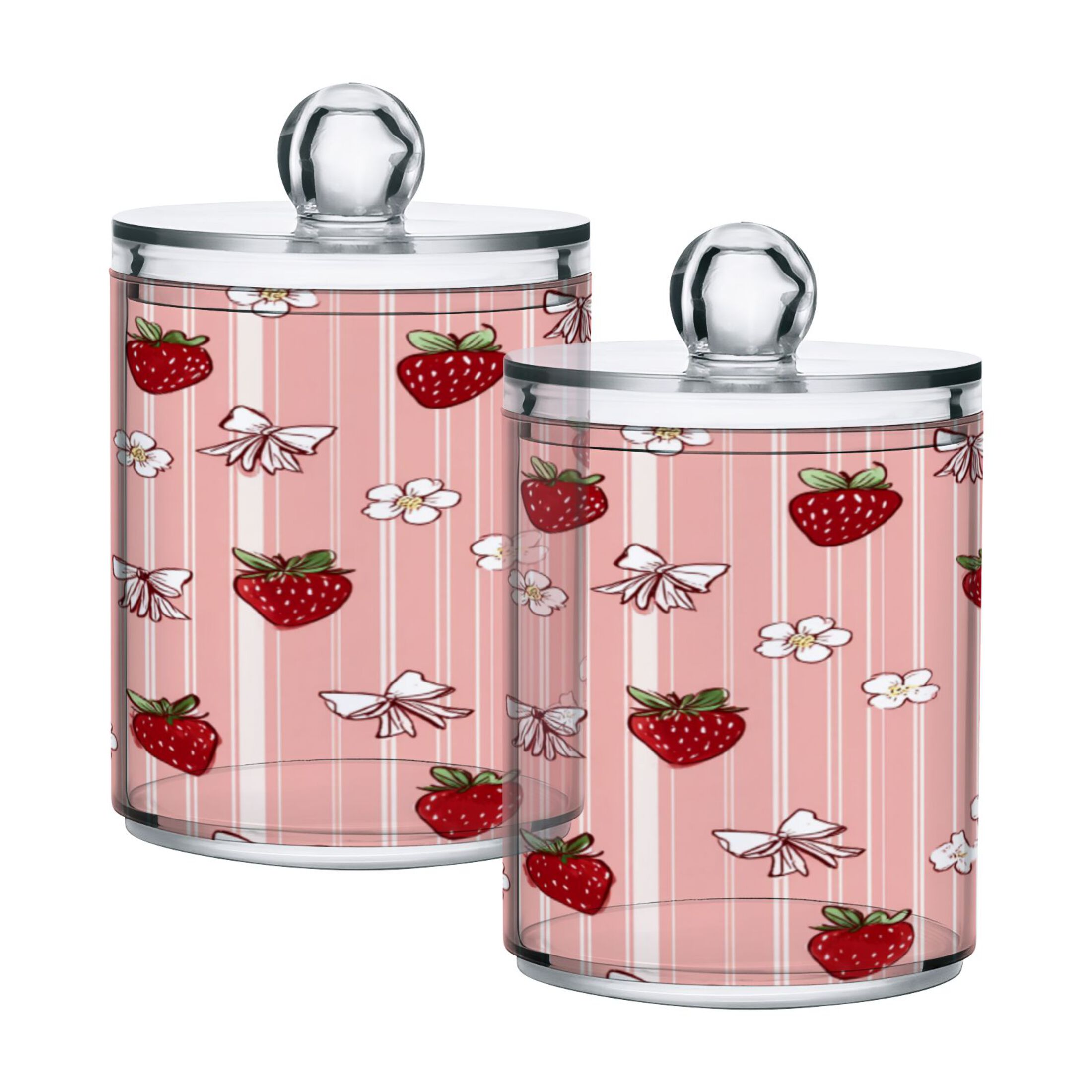 4 Pack Bathroom Canisters Transparent Storage Jar for Cotton Ball, Swab ...
