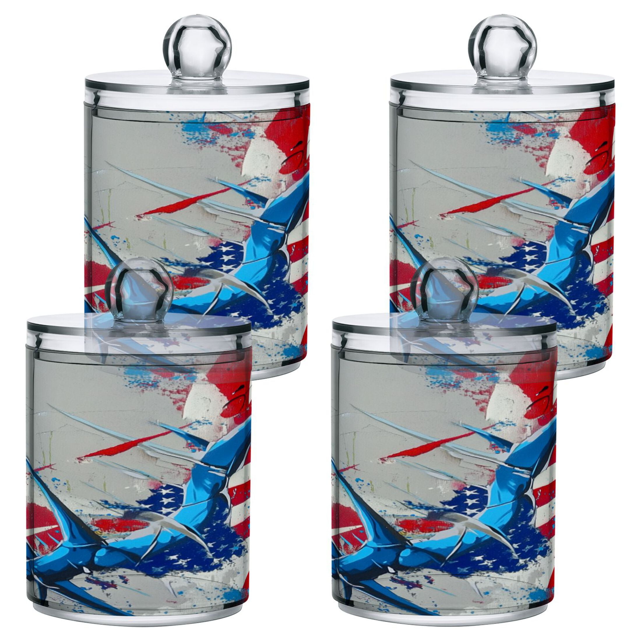 4 Pack Bathroom Canisters Transparent Storage Jar for Cotton Ball, Swab ...