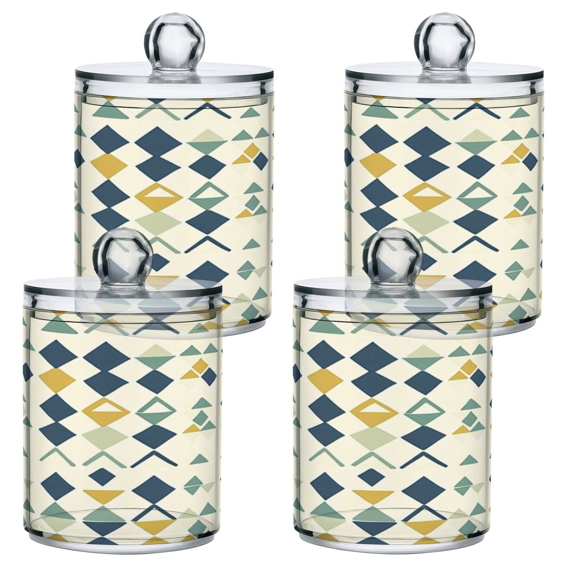 4 Pack Bathroom Canisters Transparent Storage Jar for Cotton Ball, Swab ...