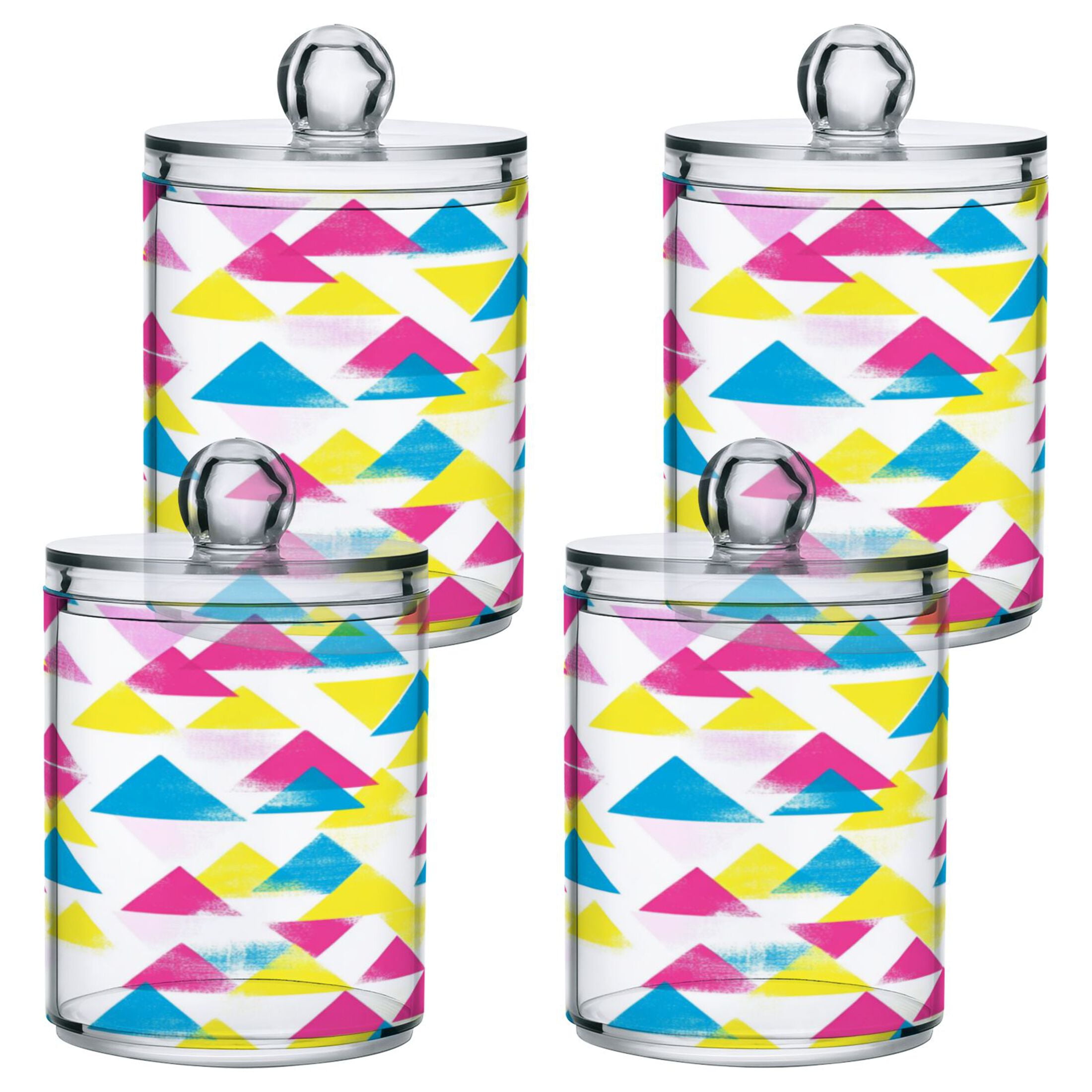 4 Pack Bathroom Canisters Transparent Storage Jar for Cotton Ball, Swab ...