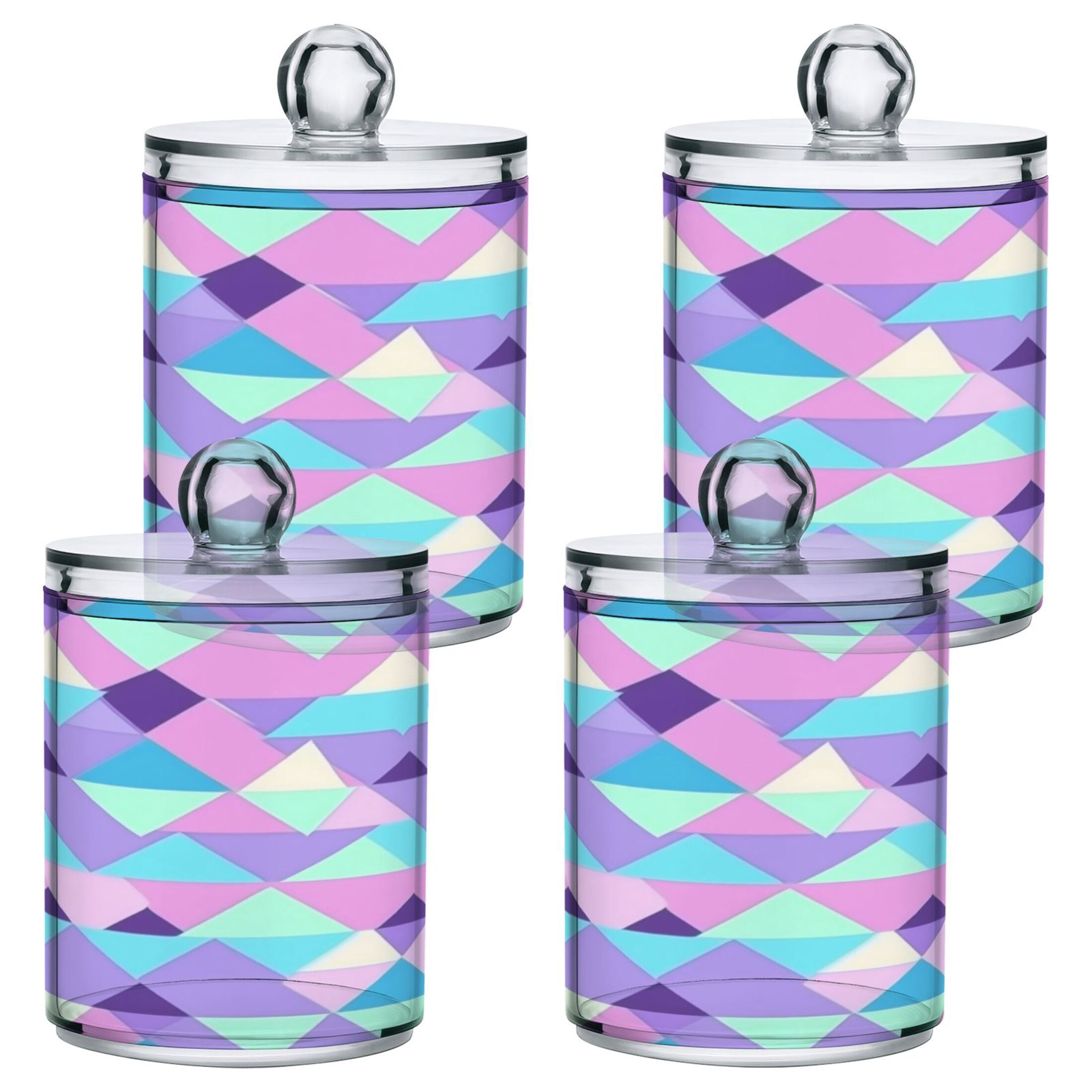 4 Pack Bathroom Canisters Transparent Storage Jar for Cotton Ball, Swab ...
