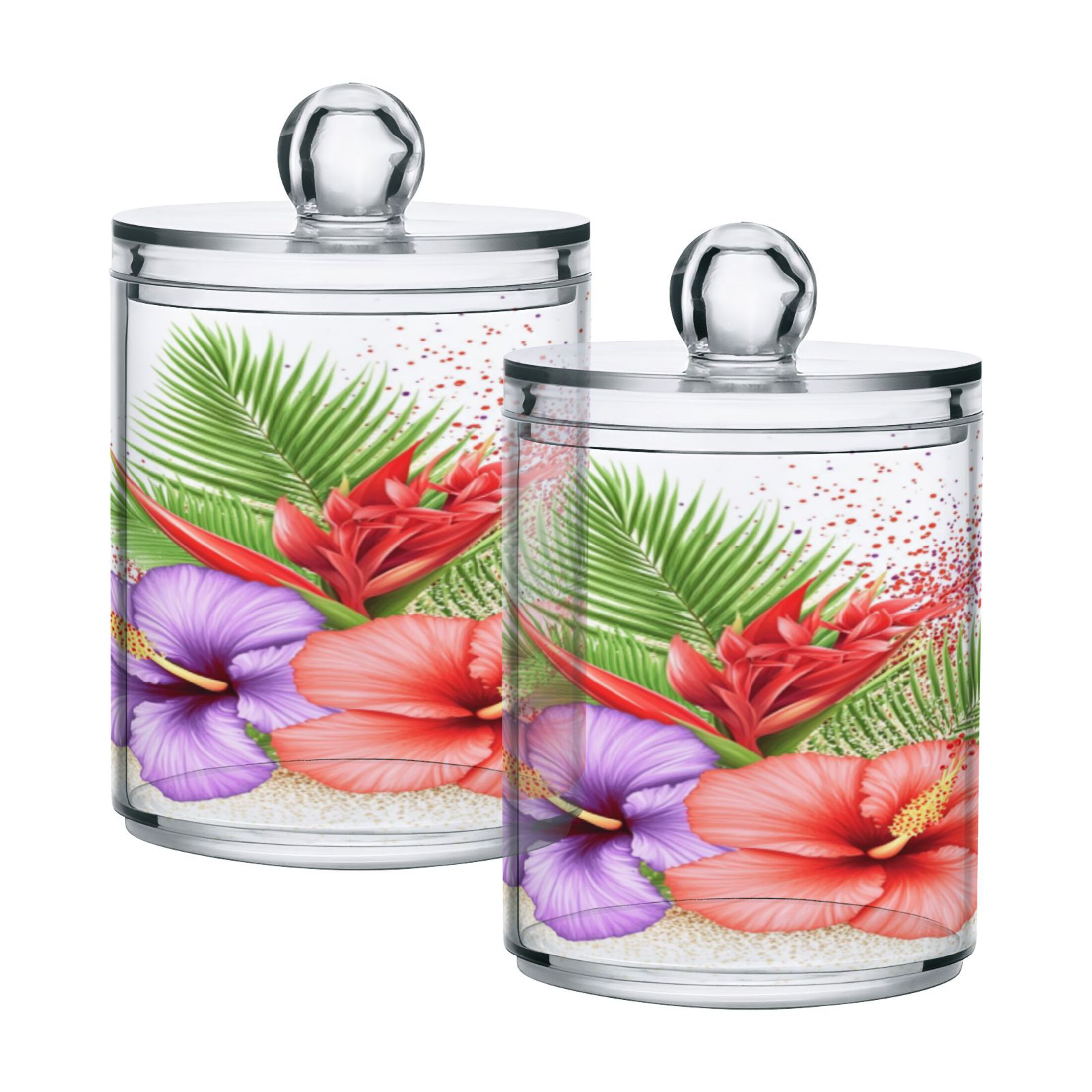 4 Pack Bathroom Canisters Transparent Storage Jar for Cotton Ball, Swab ...
