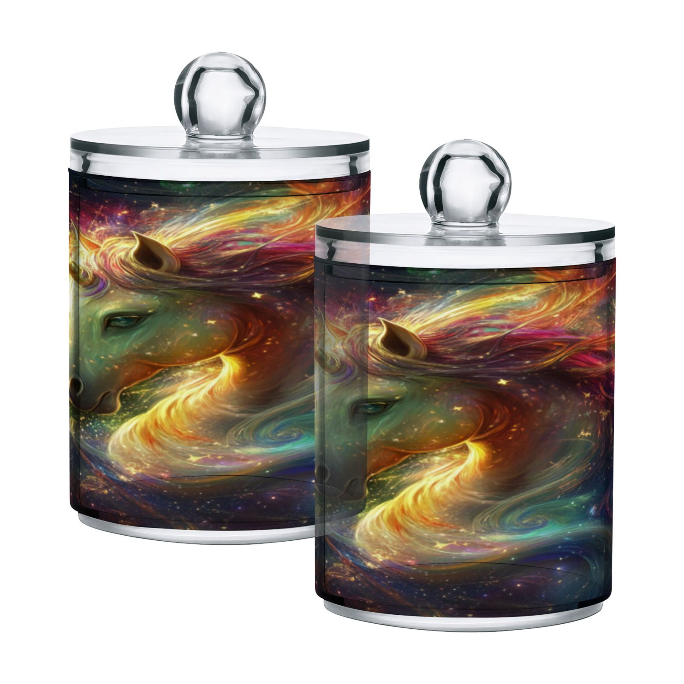 4 Pack Bathroom Canisters Transparent Storage Jar for Cotton Ball, Swab ...