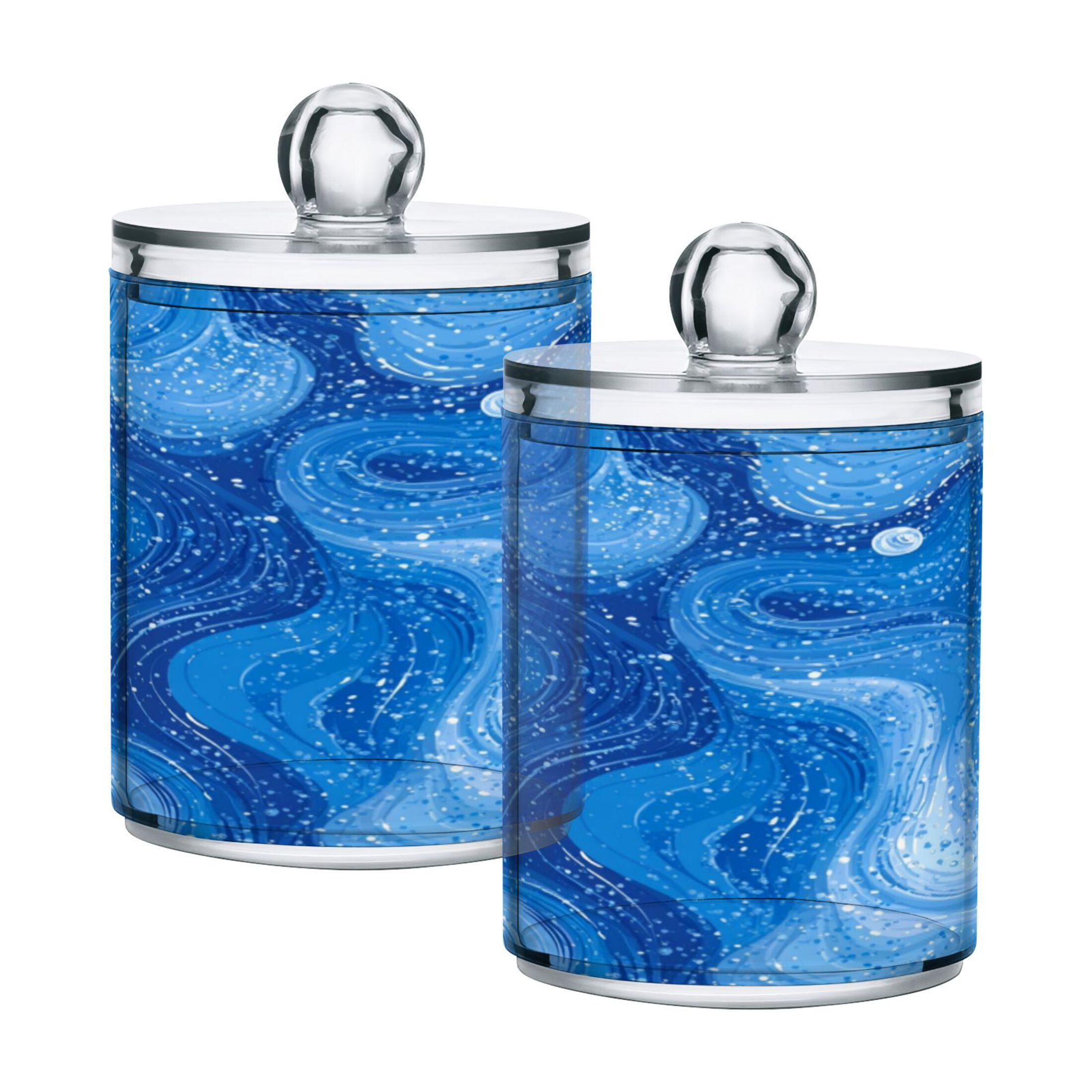 4 Pack Bathroom Canisters Transparent Storage Jar for Cotton Ball, Swab ...