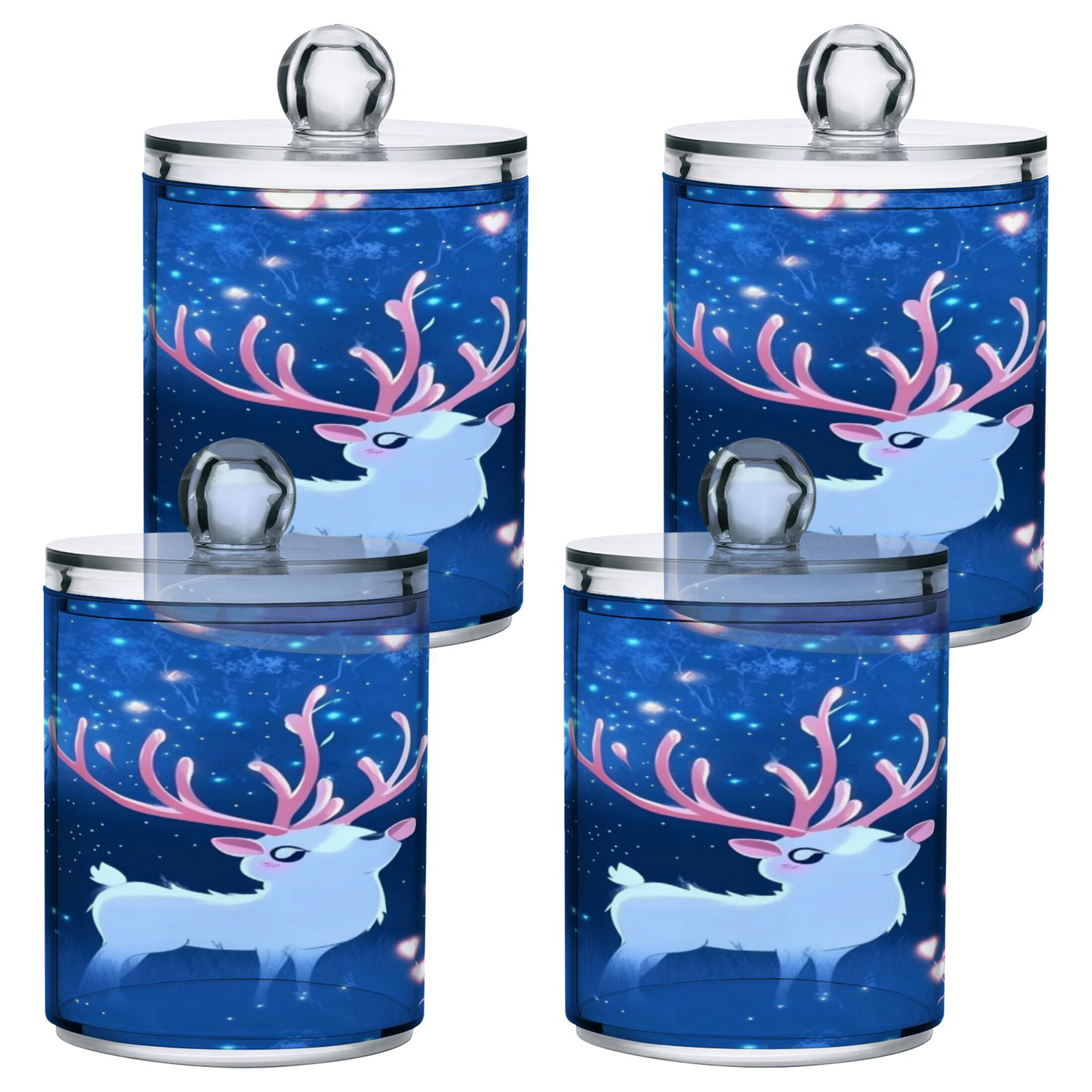 4 Pack Bathroom Canisters Transparent Storage Jar for Cotton Ball, Swab ...