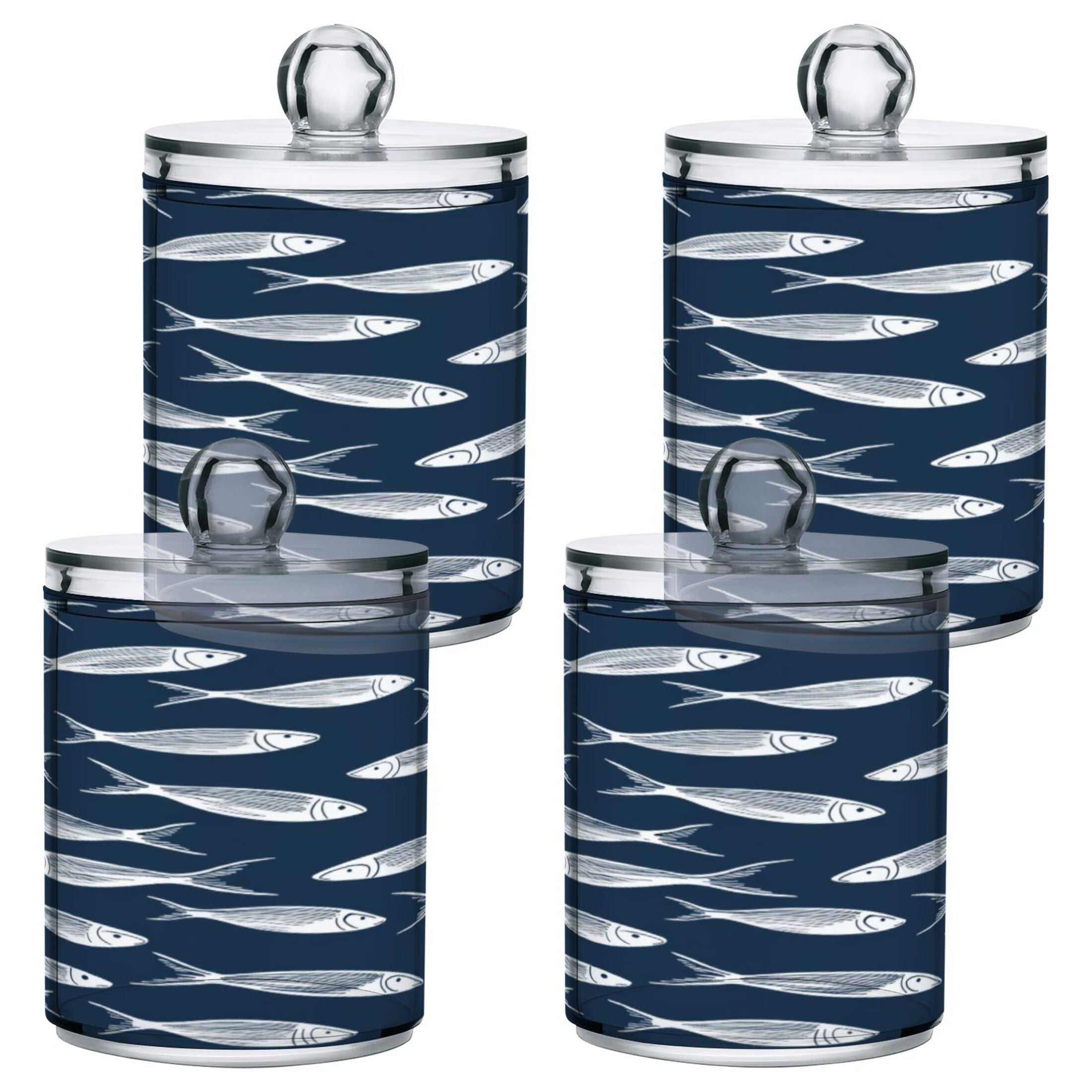 4 Pack Bathroom Canisters Transparent Storage Jar for Cotton Ball, Swab ...