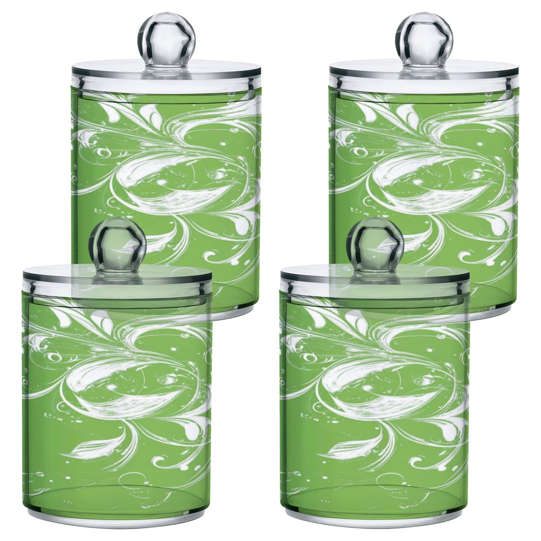 4 Pack Bathroom Canisters Transparent Storage Jar for Cotton Ball, Swab ...