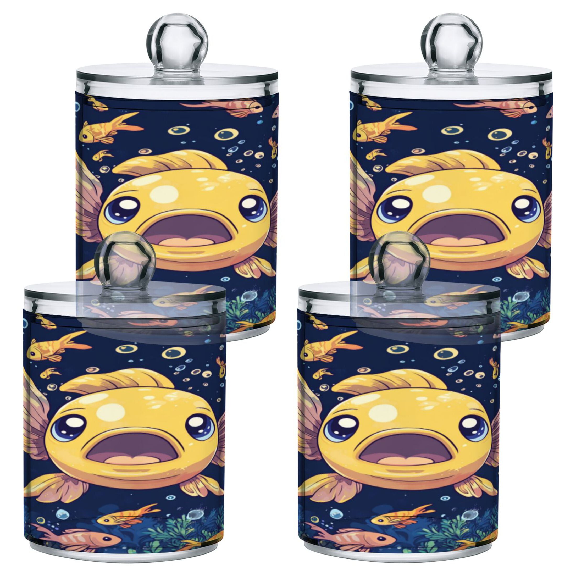 4 Pack Bathroom Canisters Transparent Storage Jar for Cotton Ball, Swab ...