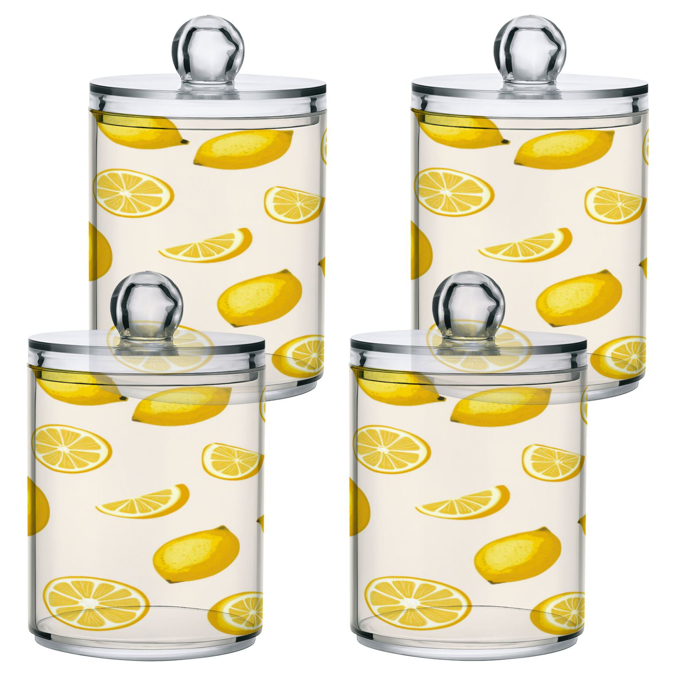 4 Pack Bathroom Canisters Transparent Storage Jar for Cotton Ball, Swab ...