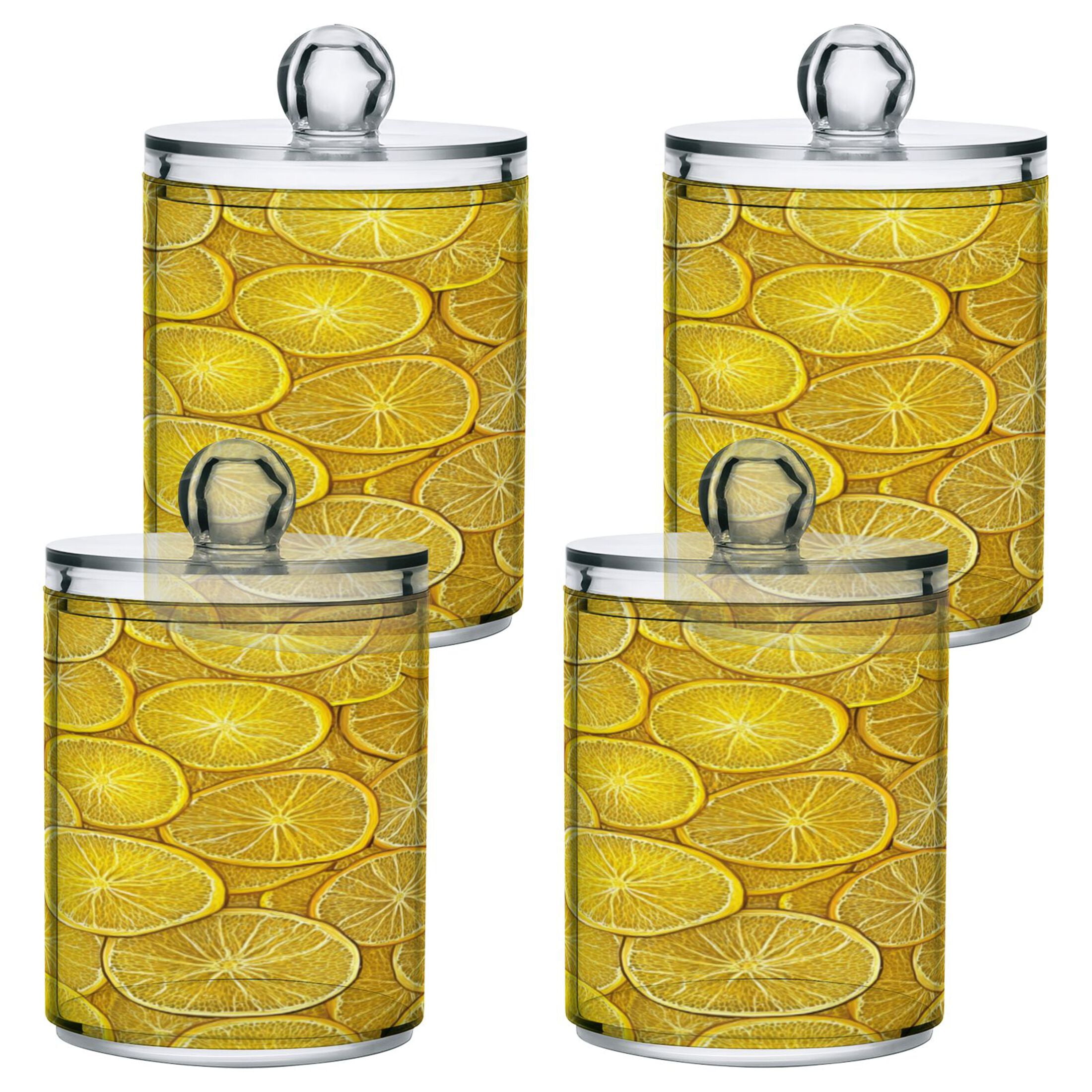 4 Pack Bathroom Canisters Transparent Storage Jar for Cotton Ball, Swab ...