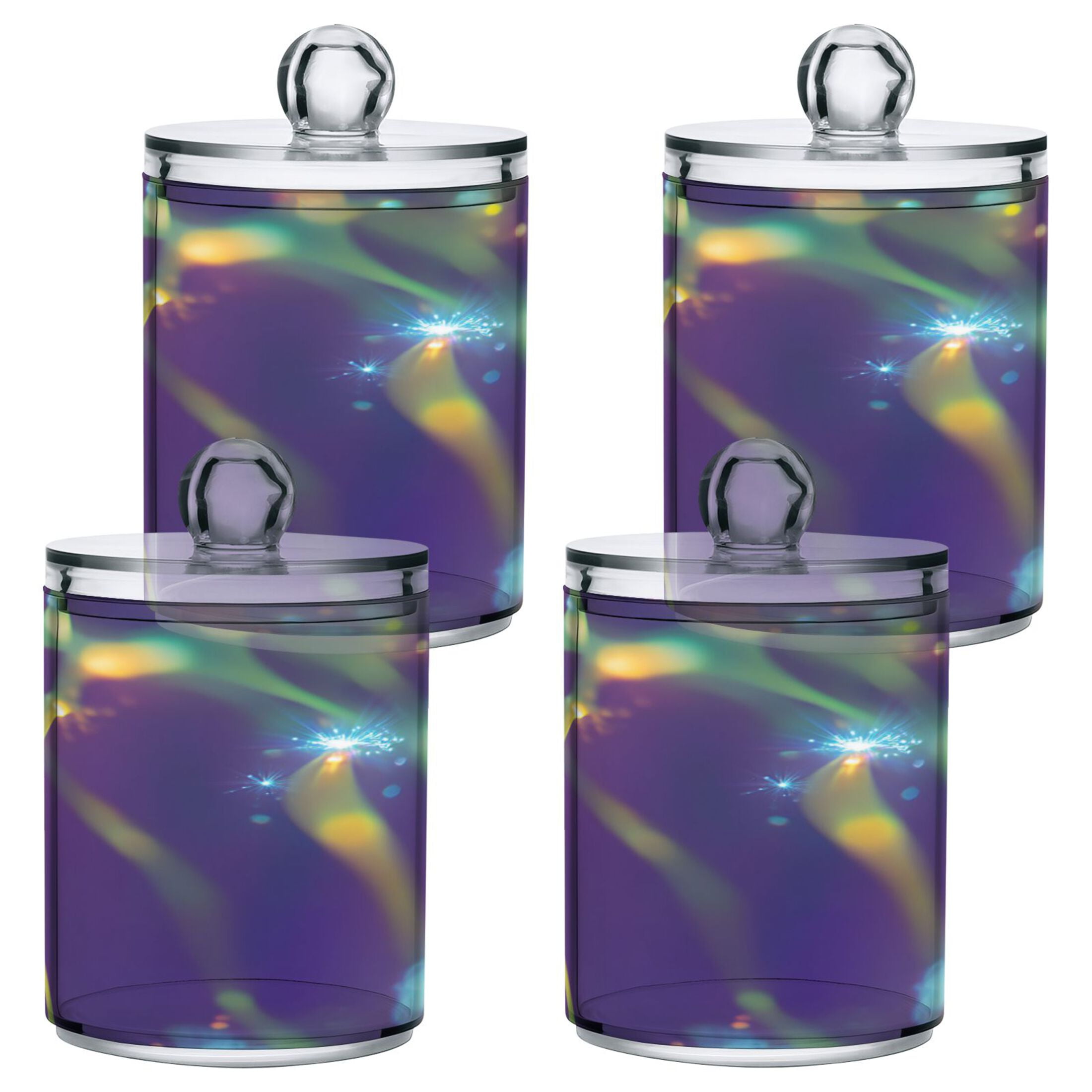 4 Pack Bathroom Canisters Transparent Storage Jar for Cotton Ball, Swab ...