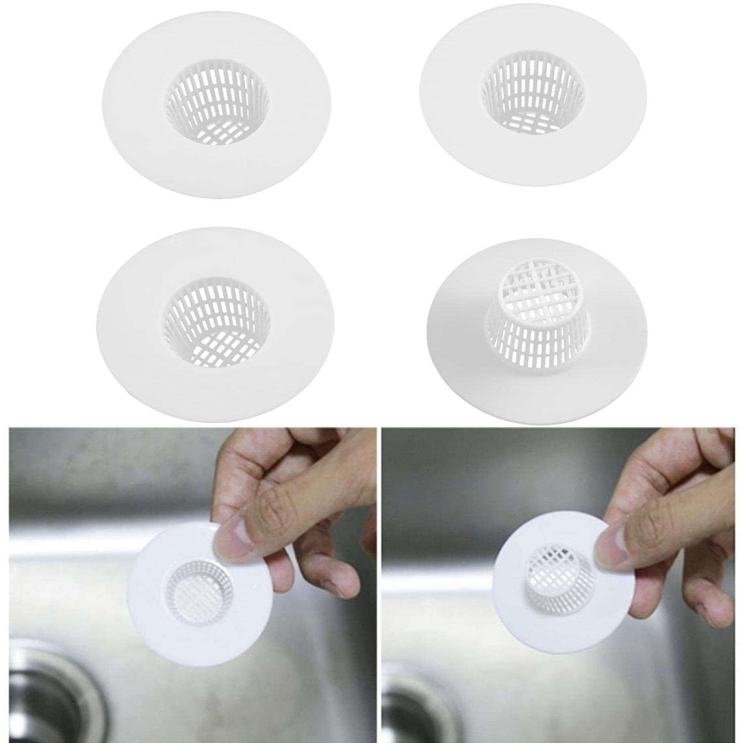 4 Pack Bathroom Plastic Drain Hair Stopper Strainers,Sink Drainer ...