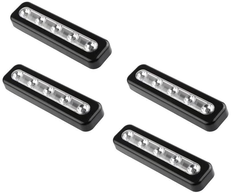 4 Pack Battery Powered LED Touch Light DIY Stick-on Anywhere 5-LED ...