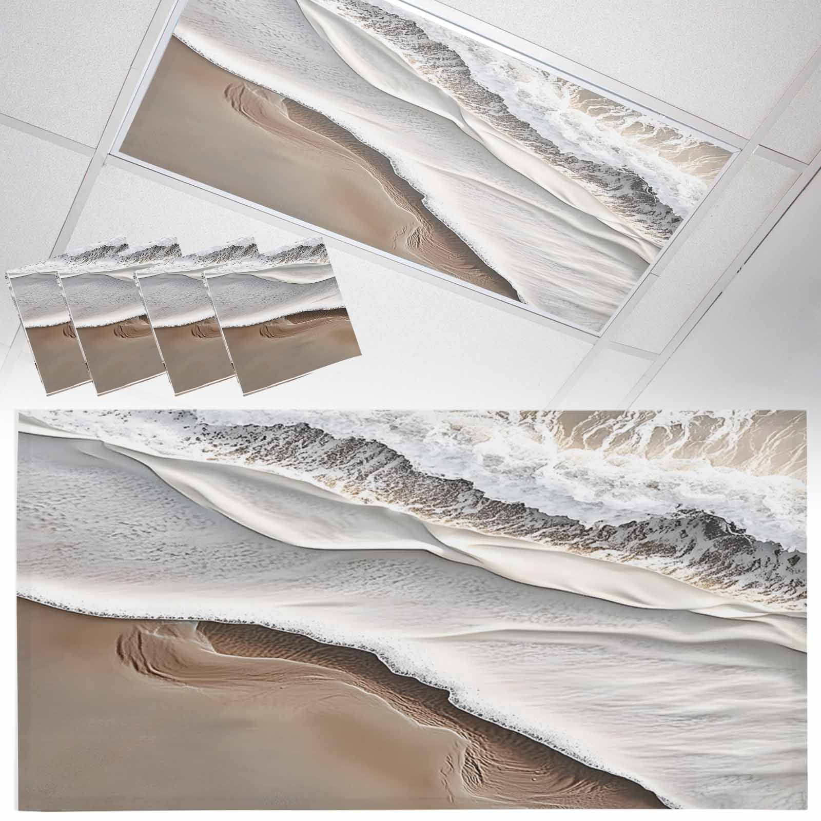 4 Pack Beach Ocean Wave Fluorescent Light Covers for Ceiling Lights ...
