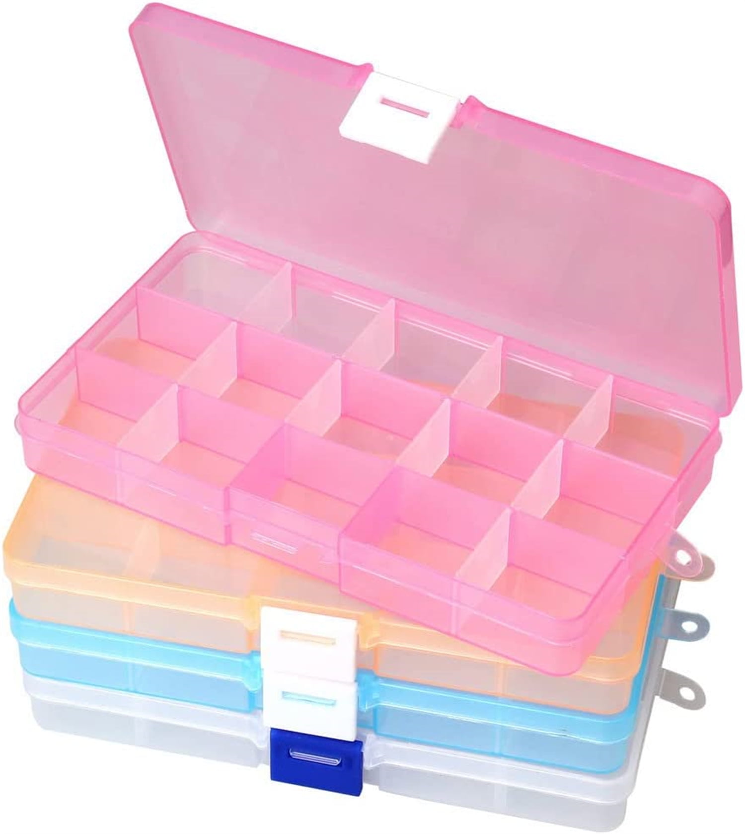 4 Pack Bead Storage Box, Clear Dust Proof Plastic Jewelry Storage Boxes Plastic Beads ...