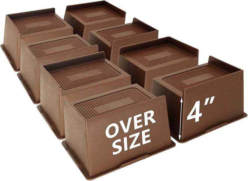4 Pack Bed Risers 6 inch Heavy Duty, Oversized Furniture Risers, Extra ...
