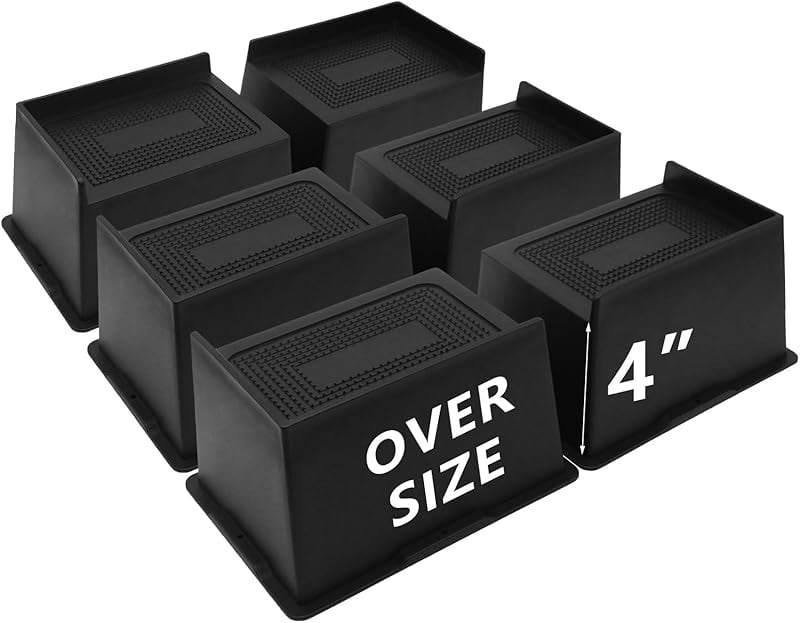 4 Pack Bed Risers 6 inch Heavy Duty, Oversized Furniture Risers, Extra ...