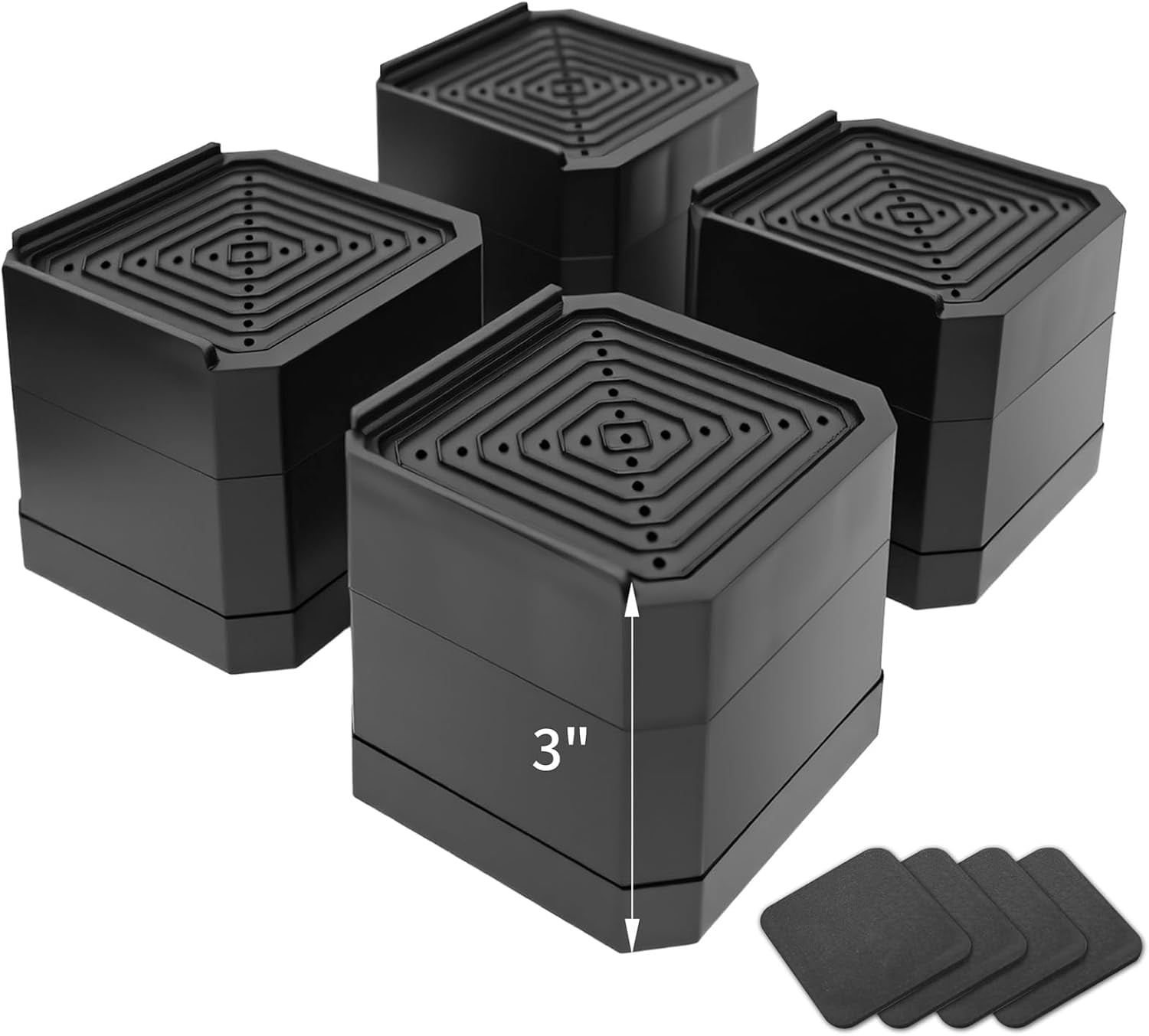 4 Pack Bed Risers Heavy Duty, Adjustable Furniture Risers for Bed Couch ...