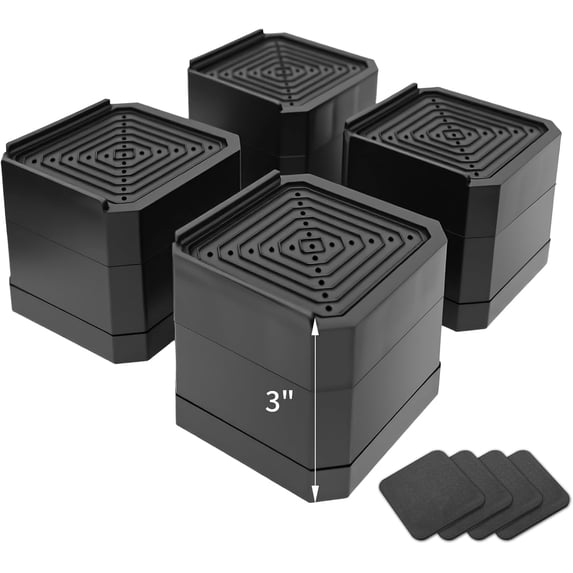 4 Pack Bed Risers Heavy Duty, Adjustable Furniture Risers for Bed Couch ...