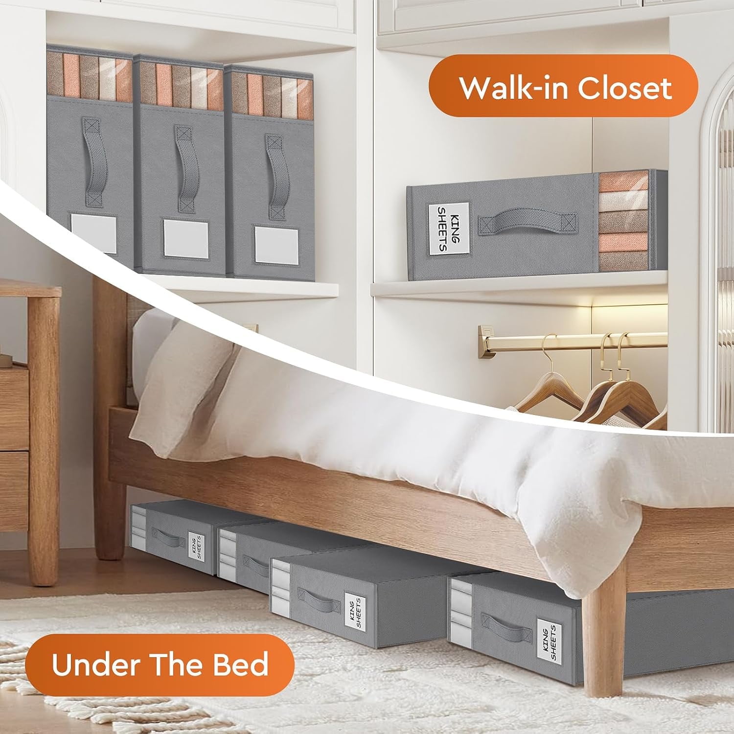 4 Pack Bed Sheet Closet Organizers and Storage,Sturdy Foldable Storage ...
