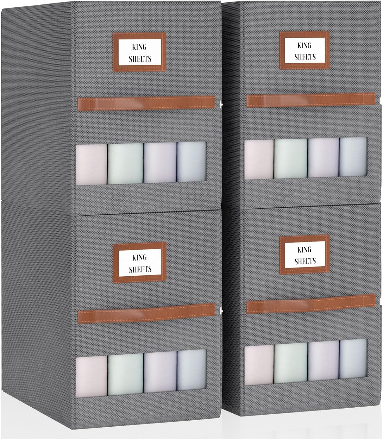 4 Pack Bed Sheet Organizers and Storage, 2 IN 1 Large Bed Sheet Storage ...