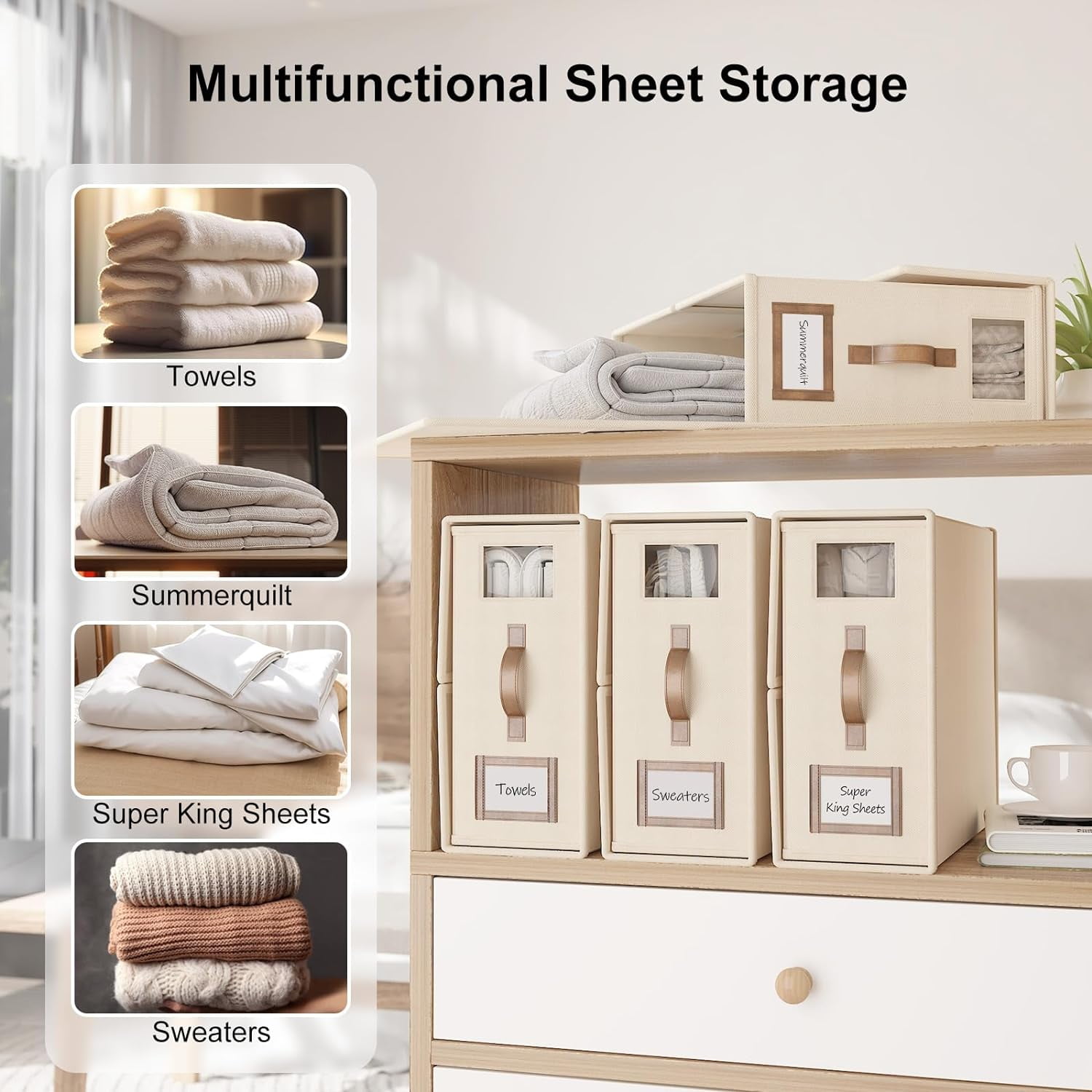 4 Pack Bed Sheets Organizers And Storage (Cal King Size), Foldable ...