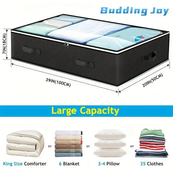 4 Pack Under Bed Storage Containers | Large Capacity Foldable Fabric Bins with Clear Window ...