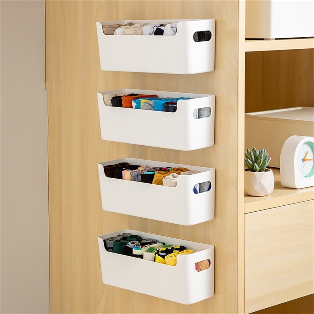 4 Pack Bedside Organizer Shelf Adhesive Plastic Stuff Storage Holder ...