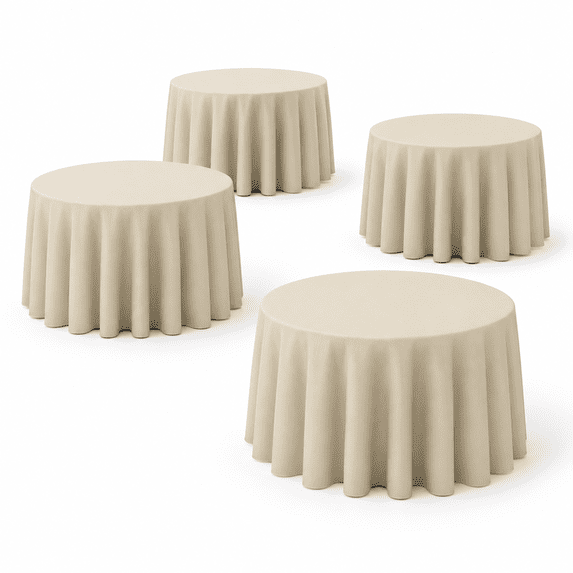 4 Pack Beige Round Tablecloths 108 Inch For 48