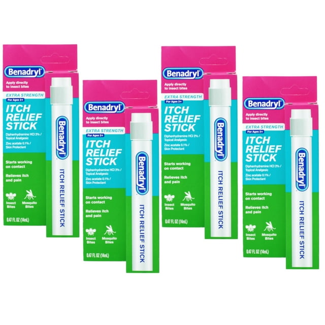 4 Pack Benadryl Itch Relief Stick 0.47 Oz 14 Ml Each - Walmart.com