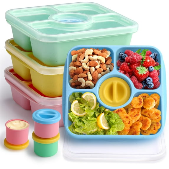 4 Pack Bento Meal Prep Containers, Reble Lunchable Snack Box, Stackable ...