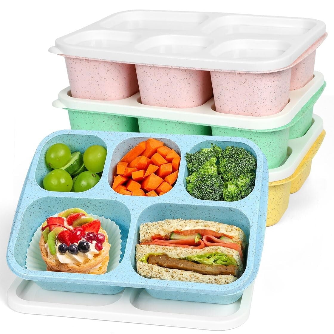 A 4 Pack Bento Snack Box Containers for Adults & Kids - Reusable Adult ...