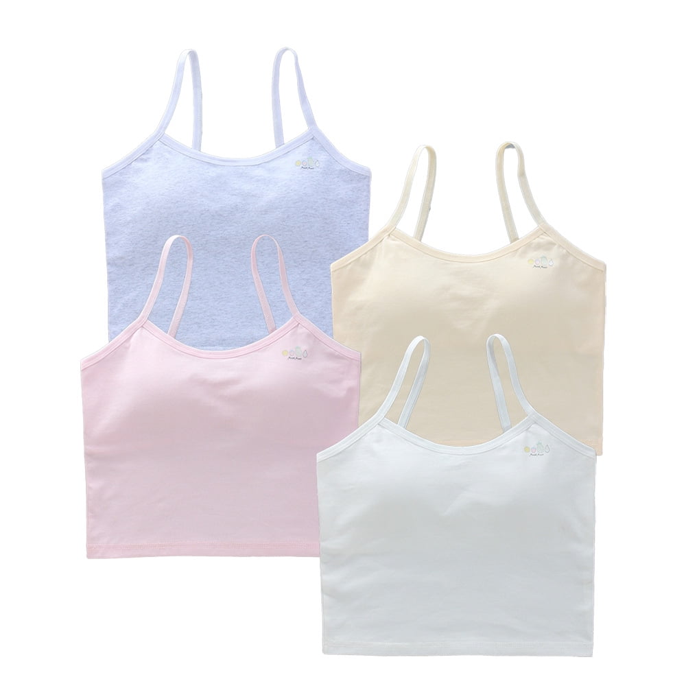 4 Pack Big Girls Bra Comfort Flex Cotton Bras Wireless Light Padded ...