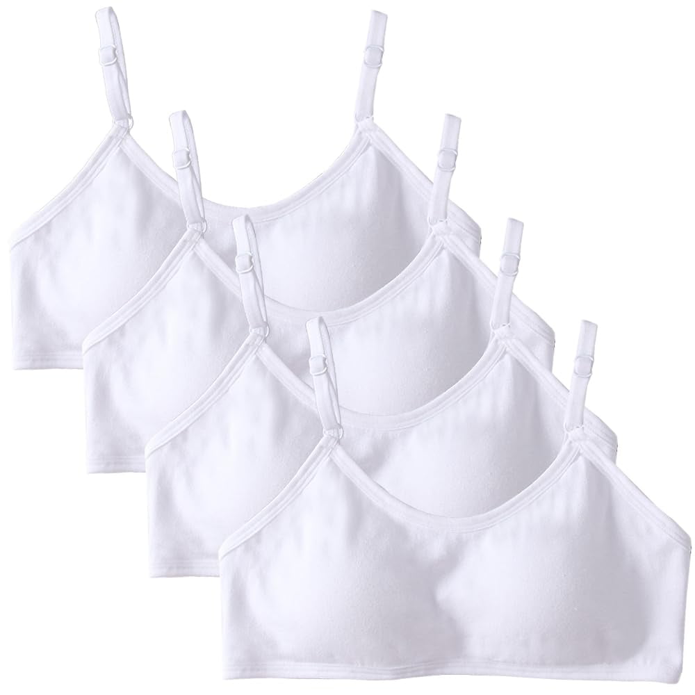 4 Pack Big Girls Bra Comfort Flex Cotton Bras Wireless Light Teen Bras ...