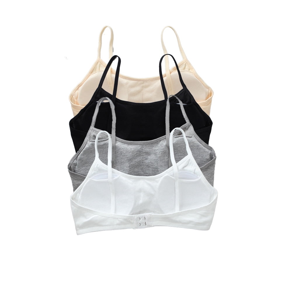 4 Pack Big Girls Bra Comfort Flex Girls Thin Cotton Wireless Light ...