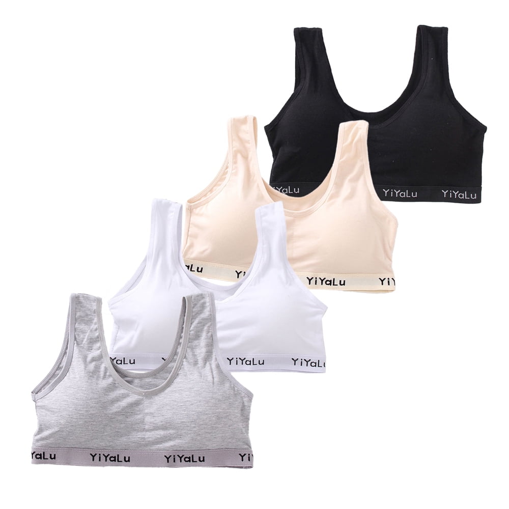 4 Pack Big Girls' Training Bra Flex Fit Seamless Cami Bralettes Sports ...