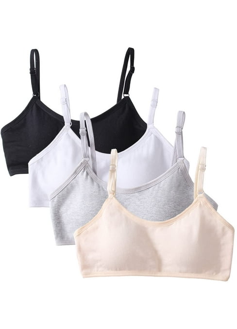 4 Pack Training Bras for Girls Seamless Adjustable Breathable Girl ...