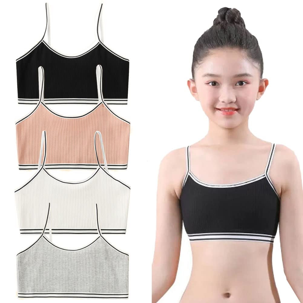 4 Pack Big Girls' Training Bra Flex Fit Seamless Wireless Light Preteen Girl Clothes Tween Bra ...