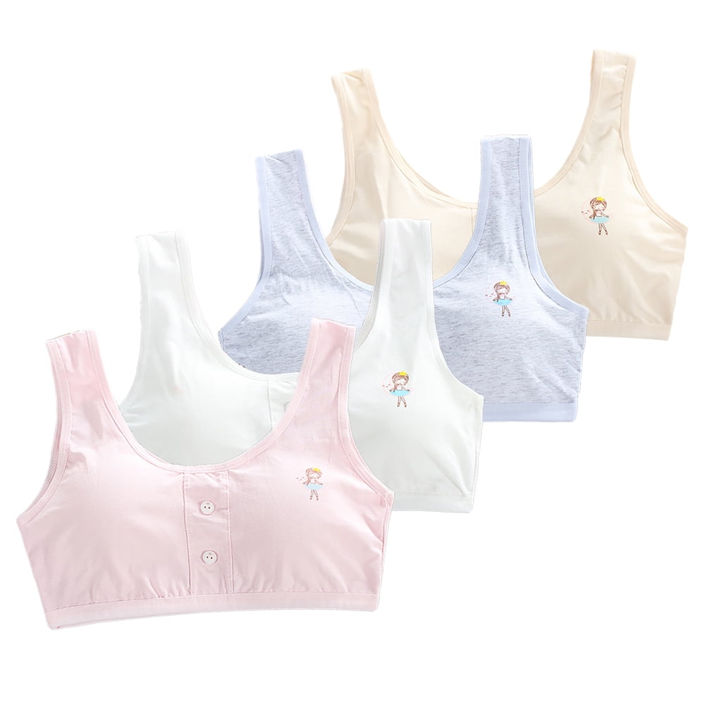 4 Pack Big Girls' Training Bra Girls Thin Cotton Wireless Light Padded ...