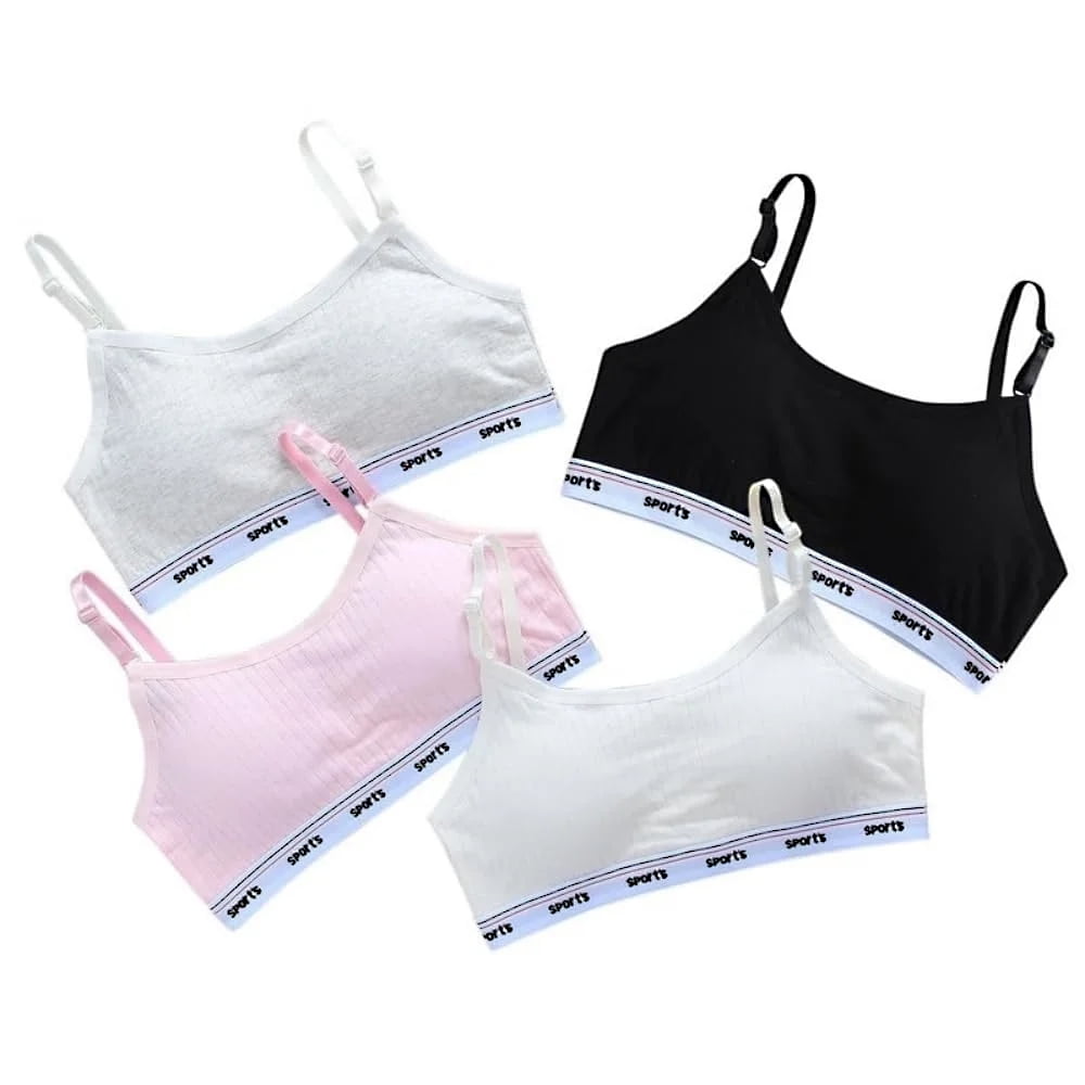 4 Pack Big Girls' Training Bra Seamless Wireless Light Padded Girls ...