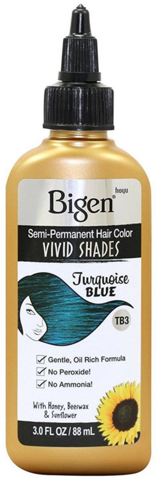 4 Pack - Bigen Vivid Shades Semi-permanent Hair Color, Turquoise Blue 3 ...