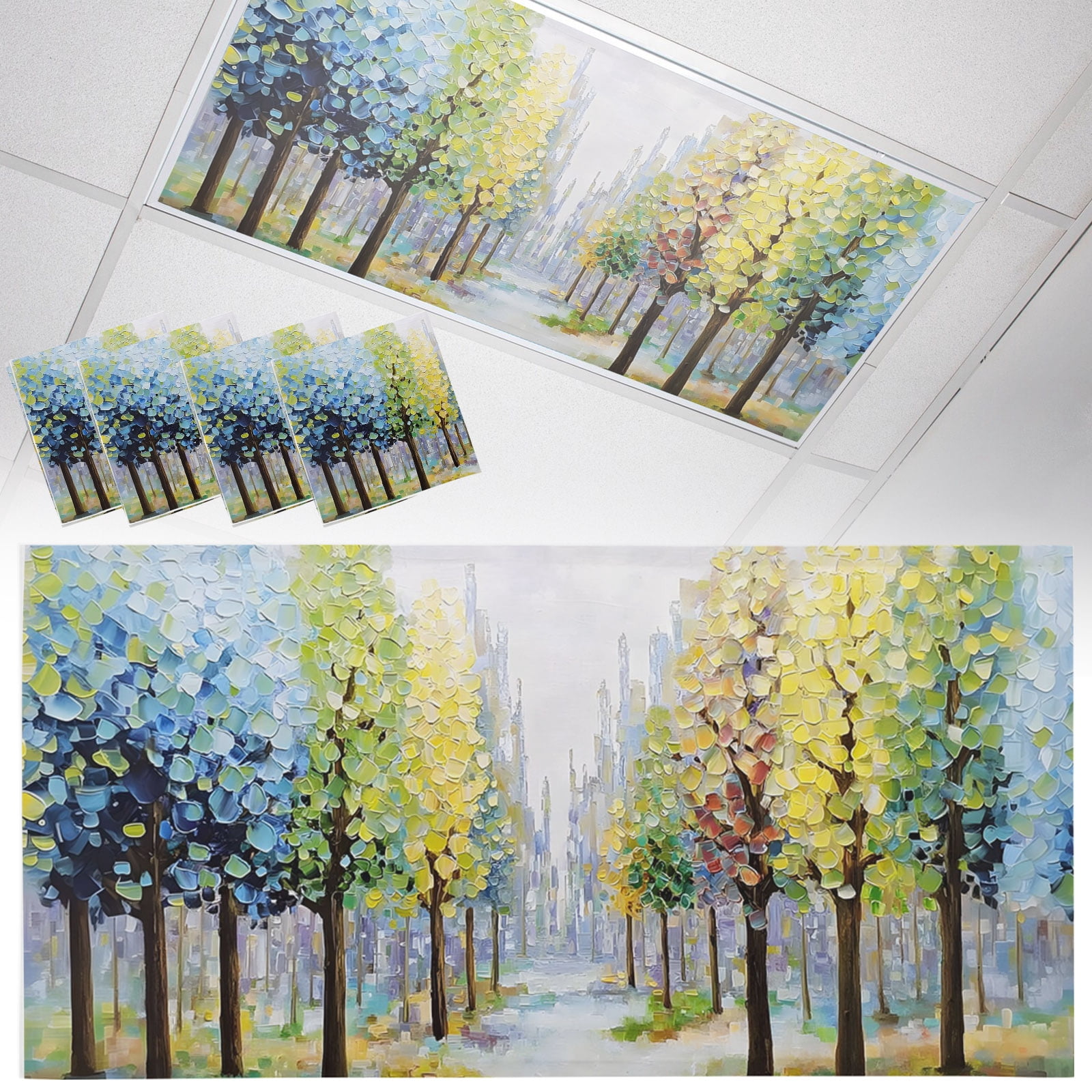 4 Pack Birch Trees Path Fluorescent Light Covers for Ceiling Lights ...