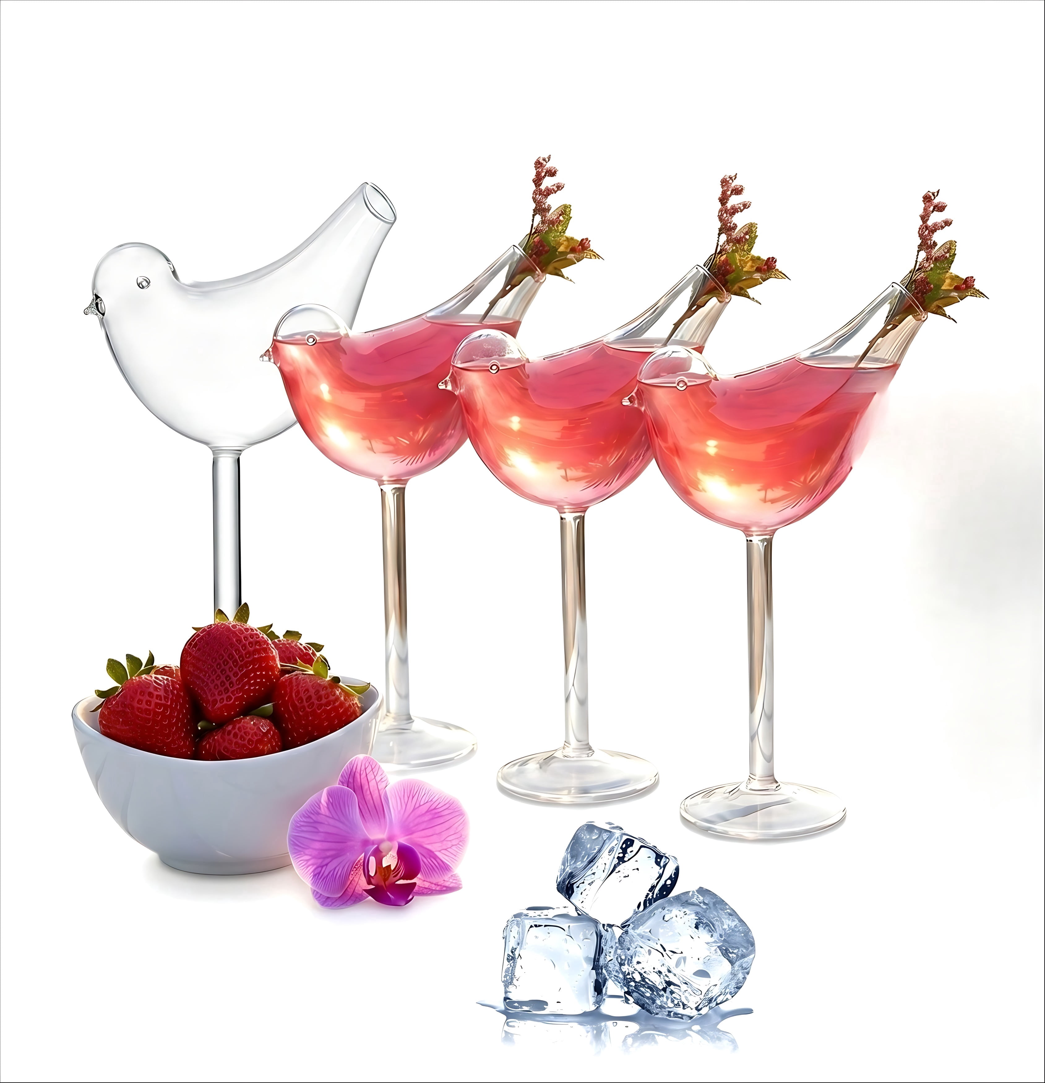 4 Pack Bird Cocktail Glasses, 160ml/5.4 Oz Bird Shaped Martini Glass ...