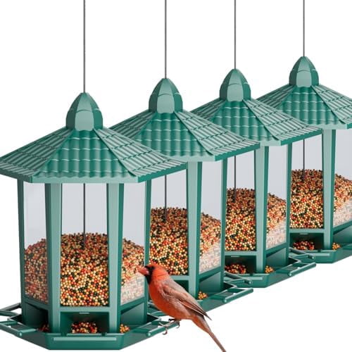 4 Pack Bird Feeders for Outdoor Hanging, 10 LB Fun Installation Retro ...
