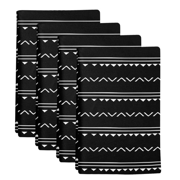 4 Pack Black Boho Kitchen Towels Geometric Stripes Triangle Decorative ...