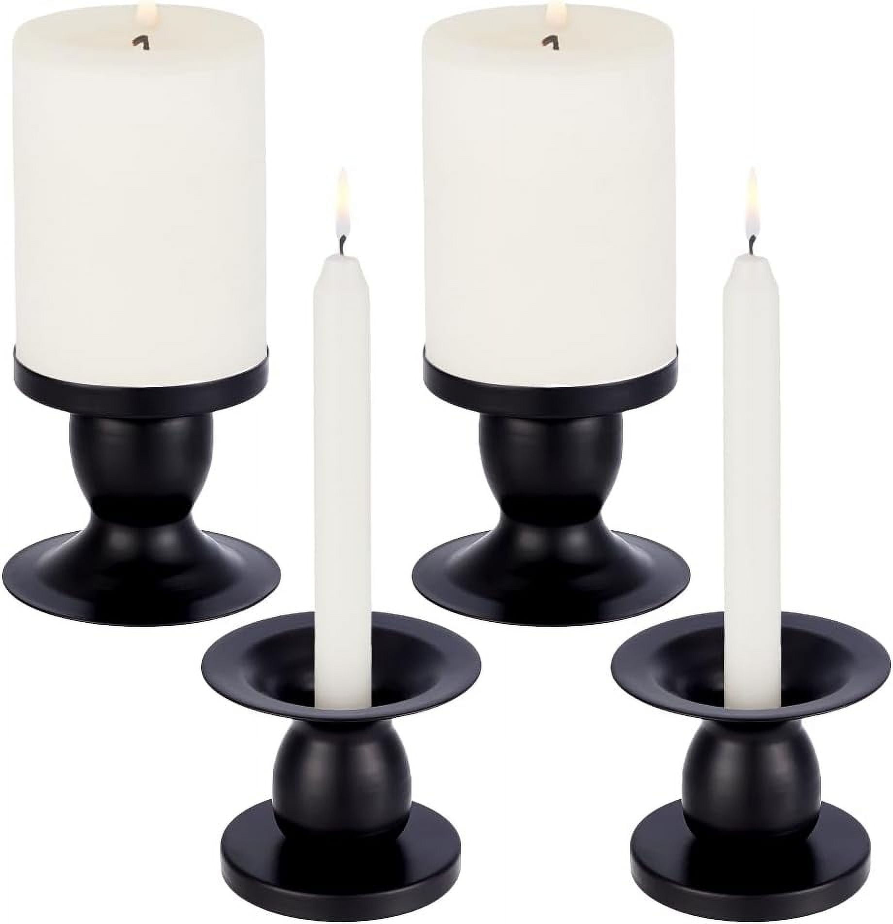4 Pack Black Candle Holder Double Head Taper Candle Holder for 2 Style ...