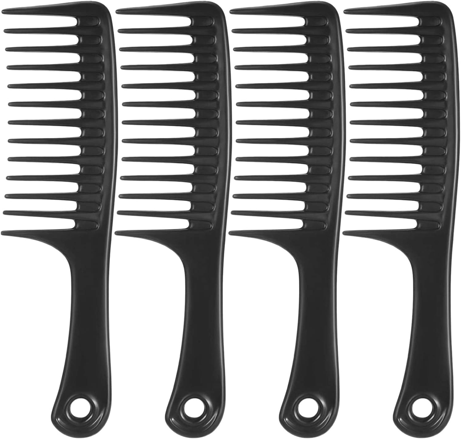 4 Pack Black Carbon Combs, Round Handle Combs, Salon Detangling Combs ...